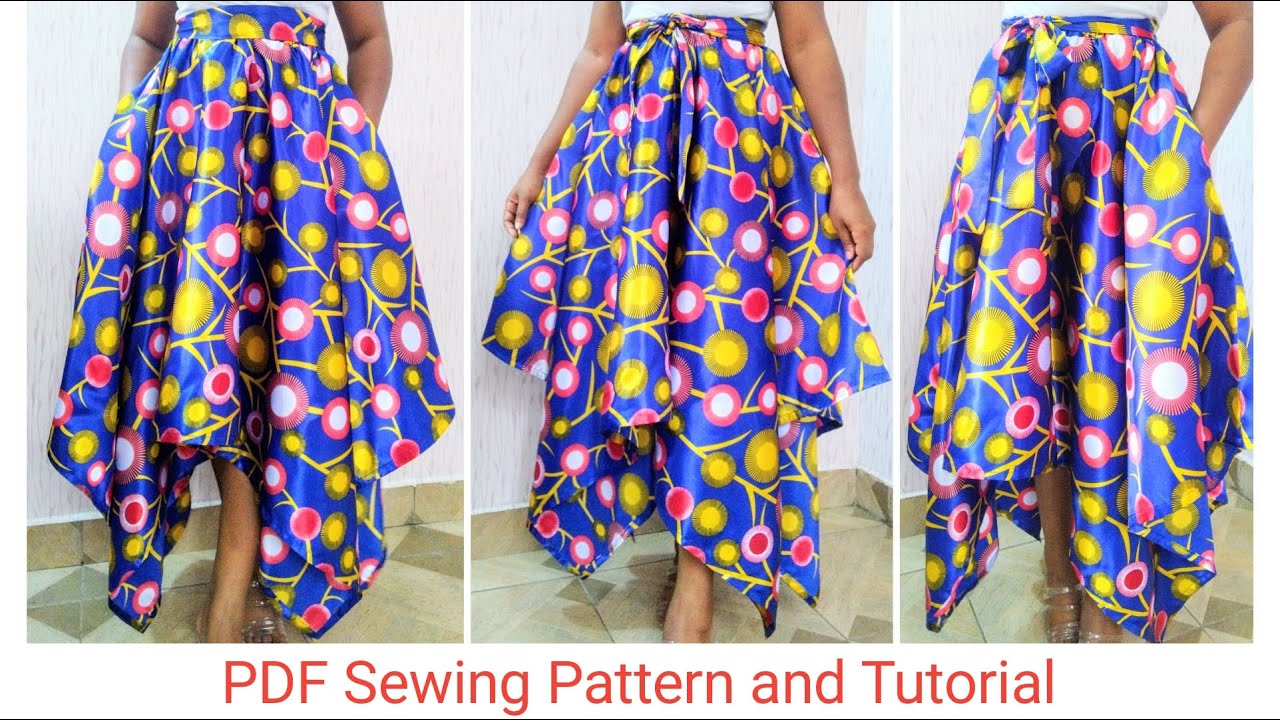 Handkerchief Hem Skirt Sewing Tutorial with PDF Sewing Pattern - YouTube