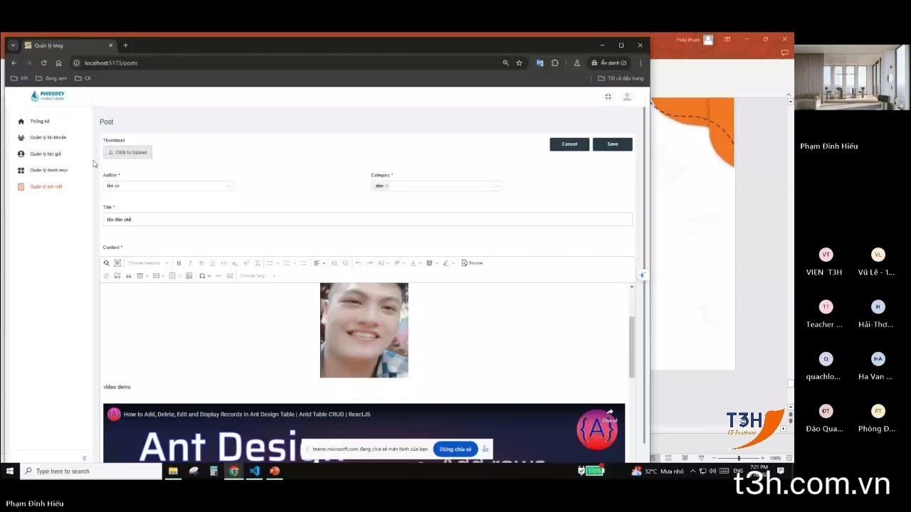 Website Quản Lý Blog Đồ án Khóa Học Frontend Reactjs Hv Phạm Đình