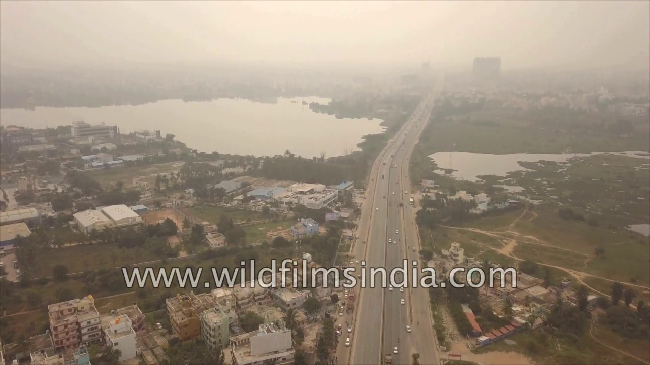 Yele Mallappa Shetty Lake with flyover, in eastern Bangalore, near K R ...