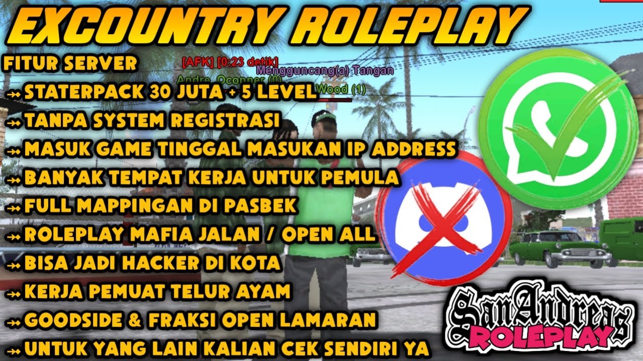 SERVER SAMP ANDROID NO DISCORD EXCOUNTRY ROLEPLAY || GTA SAMP INDONESIA - YouTube