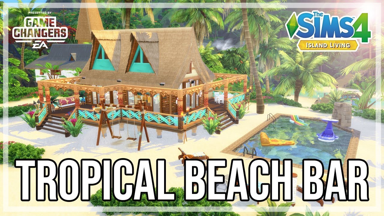 The Sims 4: Speed Build || Tropical Beach Bar [No Custom Content] - YouTube