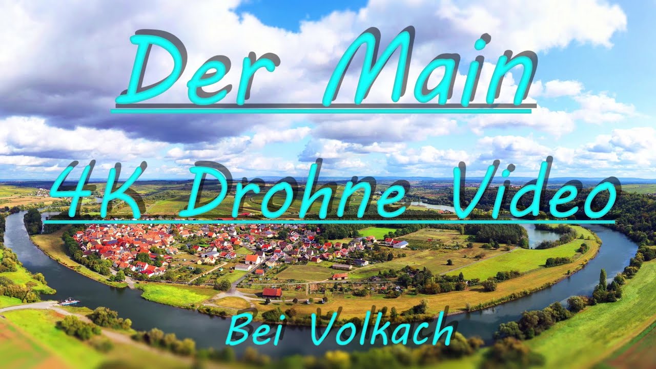 Luftbild, Drohnenvideo der Main bei Volkach von oben. 4K Drohne Video ...