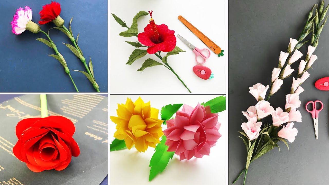 5 Amazing Types of Paper Flowers | How To Make Paper Flowers | Paper ...