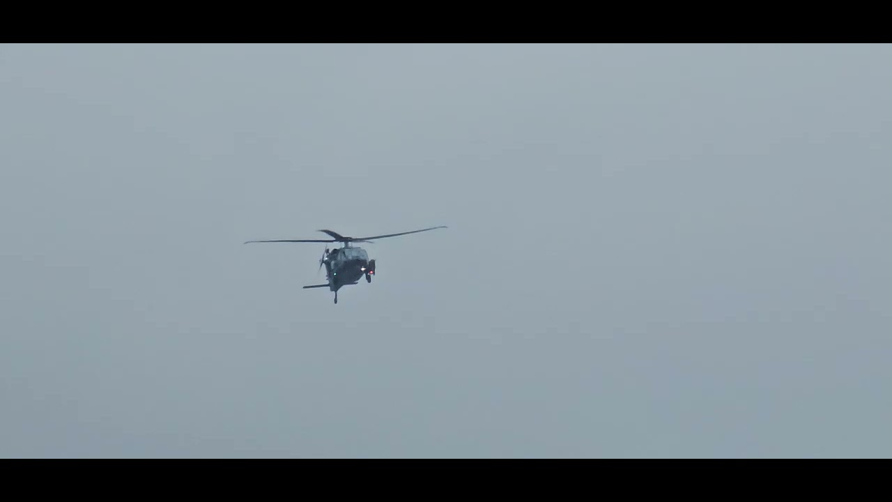US Navy Blackhawk Passing Above The Hudson River In Midtown, Manhattan ...