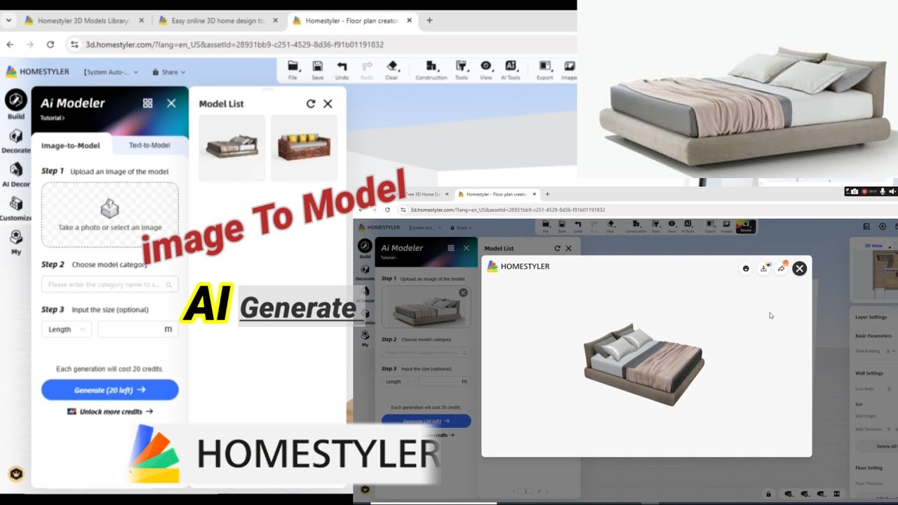 HOMESTYLER TUTORIAL 2024 / How To Generate 3D Model/ IMAGE TO MODEL ...