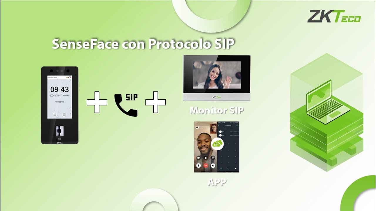 Equipos SenseFace con protocolo SIP para funcion de Videoportero - YouTube