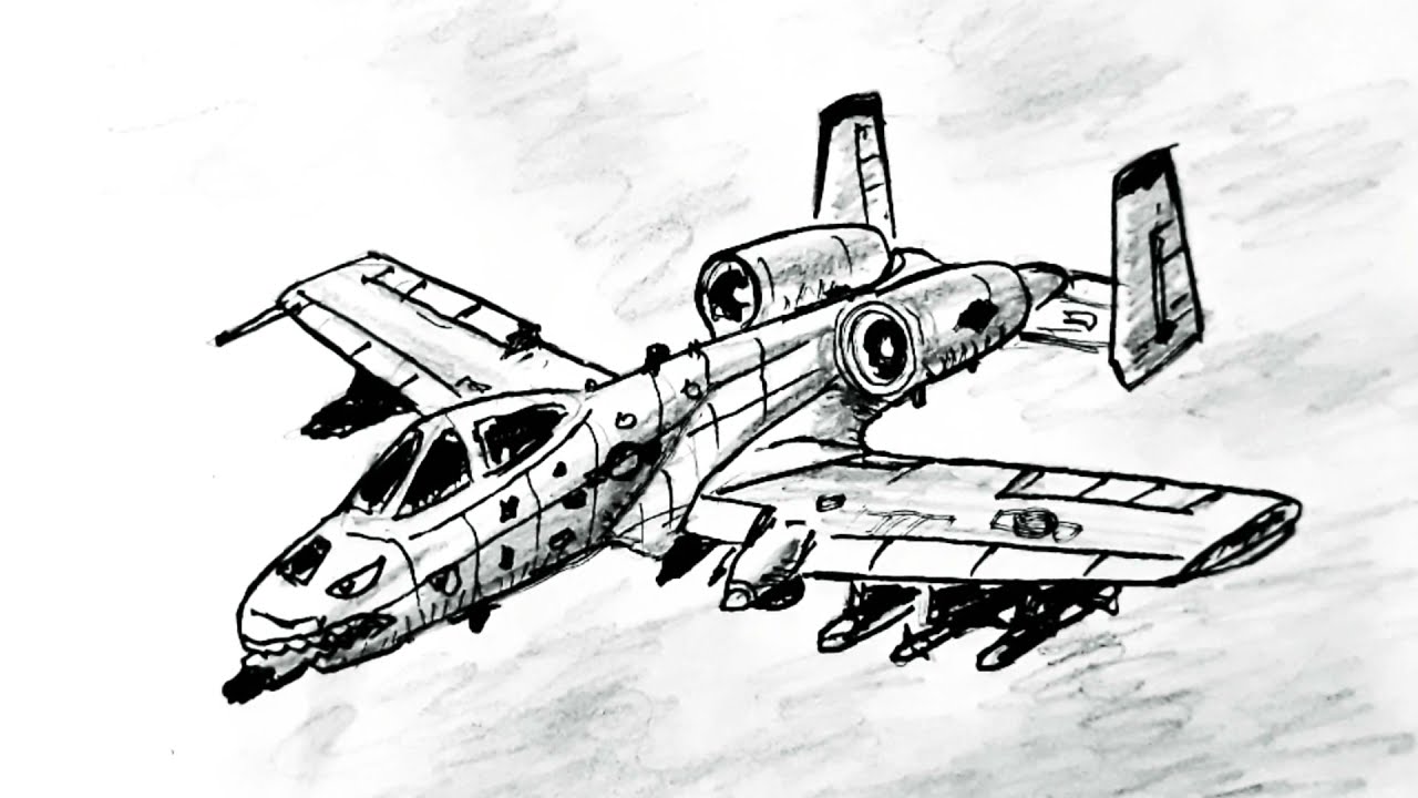 Drawing a-10 Thunderbolt,, วาดเครื่องบินรบ เอ-10 ธันเดอร์โบลท์,,, - YouTube