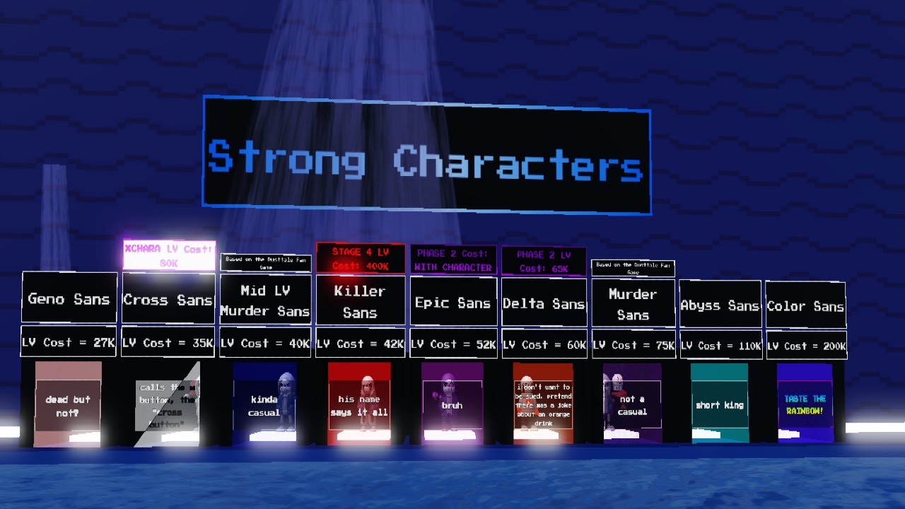 Strong Characters Showcase | Untitled Sans Battles - YouTube