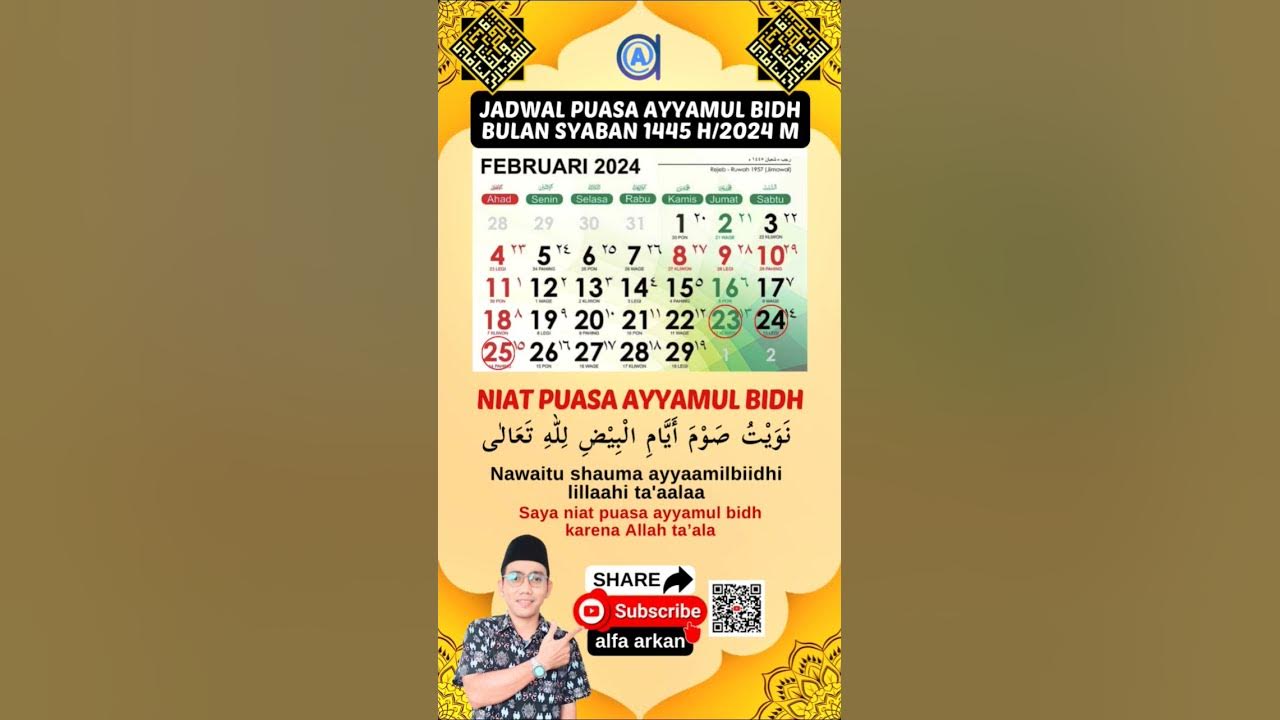 Jadwal And Niat Puasa Ayyamul Bidh Bulan Syaban 2024 Puasa Sunnah Tiap