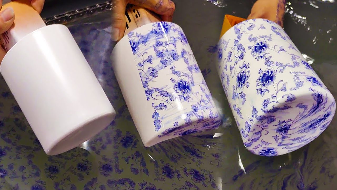Factory assembly line water transfer printing, all kinds of patterns ...