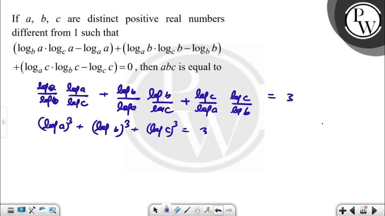 If a, b, c are distinct positive real numbers different from 1 such that logba⋅logca−.... - YouTube