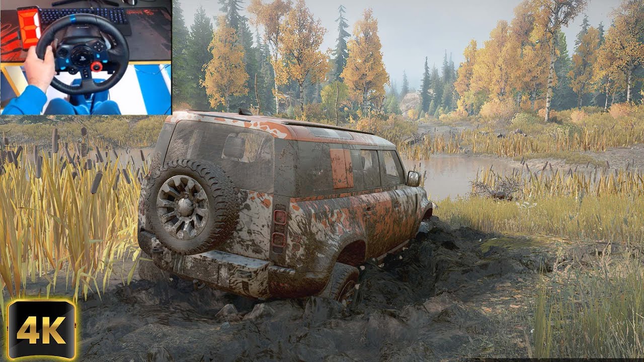 SnowRunner - Land Rower Defender - Realistic off-roading | Logitech g29 ...