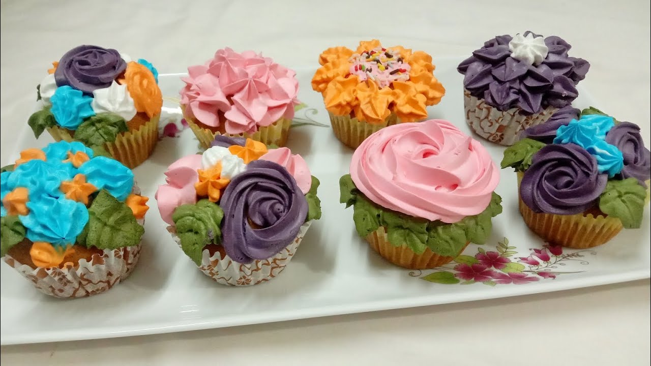 Cupcake decorating ideas | Floral cupcake decoration | Cupcake ...