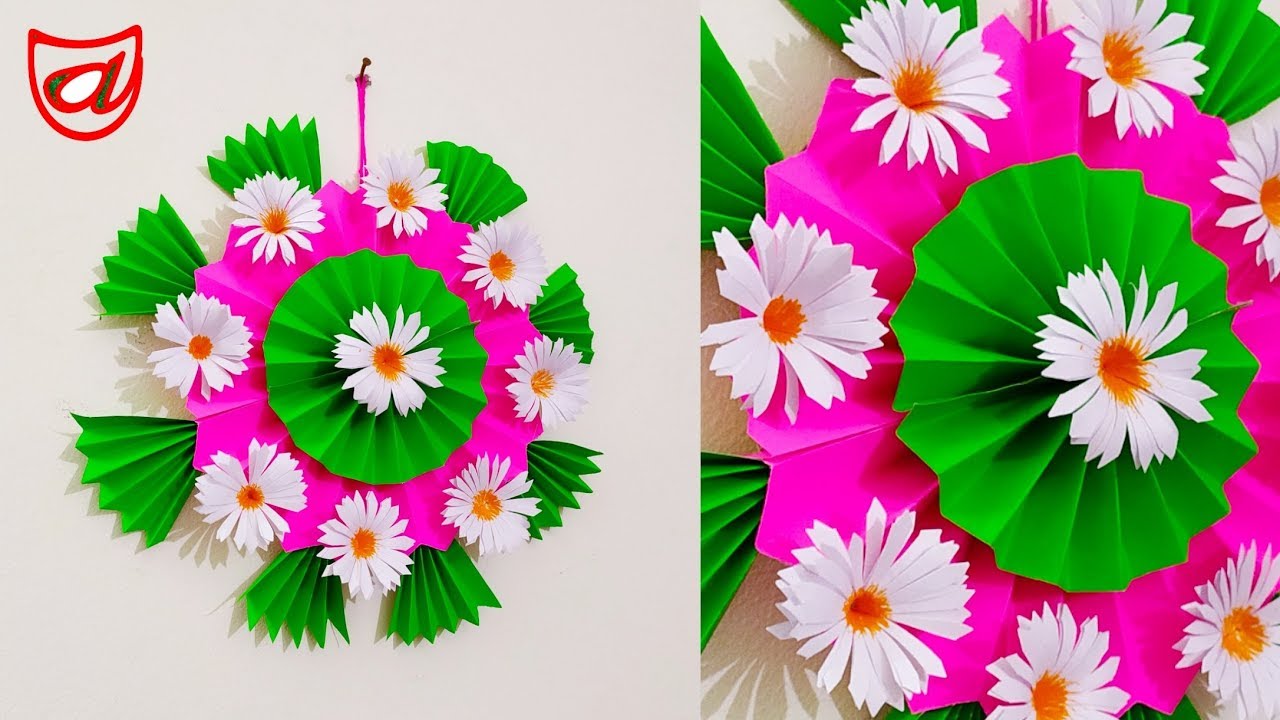 Paper Flower Wall Hanging | Home Decoration craft Idea - YouTube