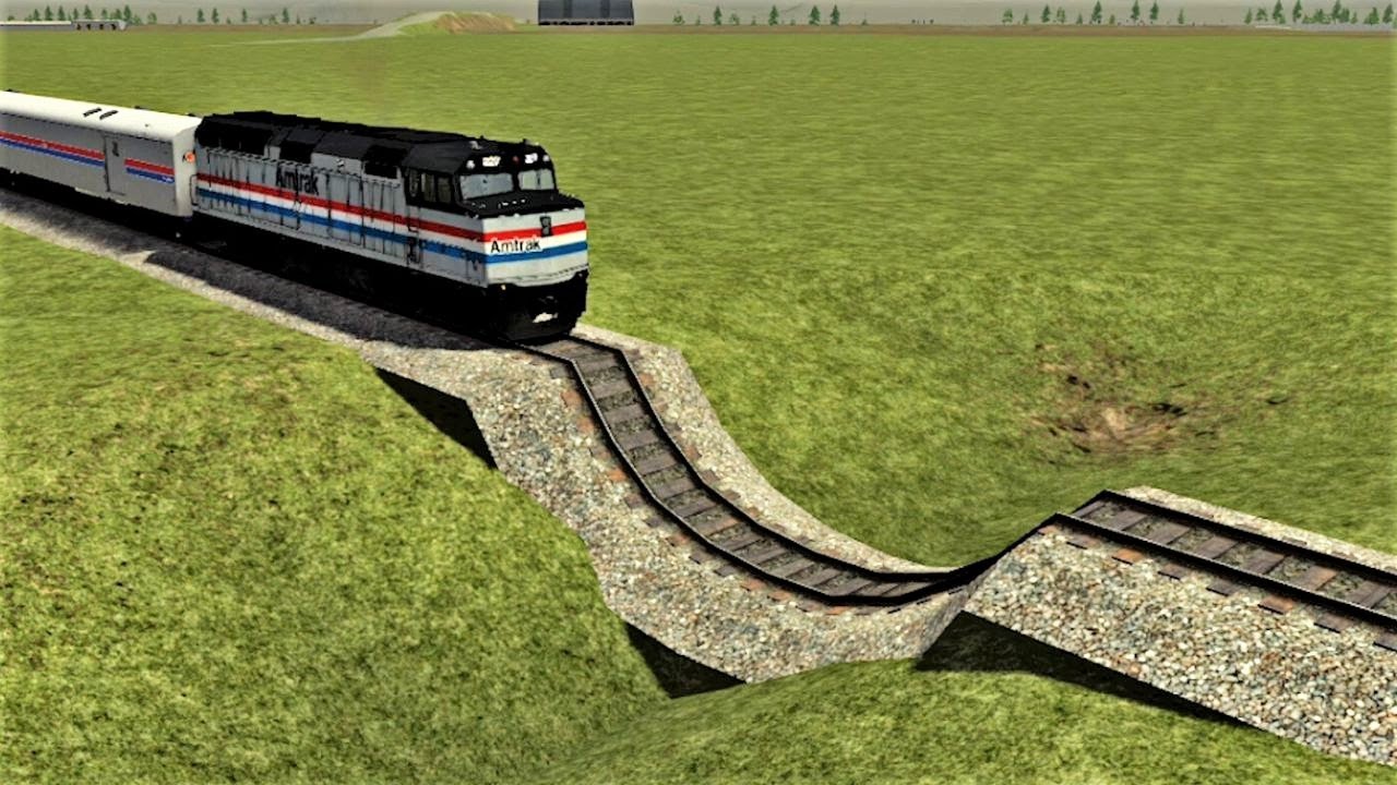 Trains vs Giant Pit #1 | Trains Running on Risky Railway | Massive ...