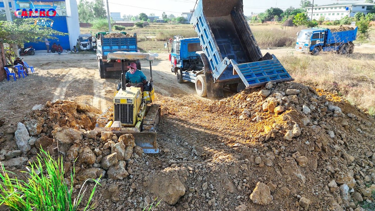 Full complete100% Fill up land processing by 5Ton Dump trucks with mini ...