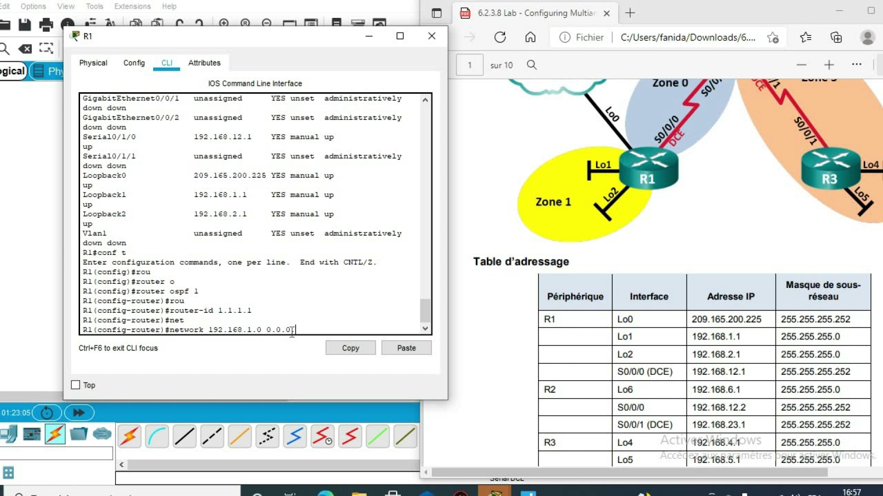TP2 configuration du protocole OSPFv2 à zones multiples - YouTube