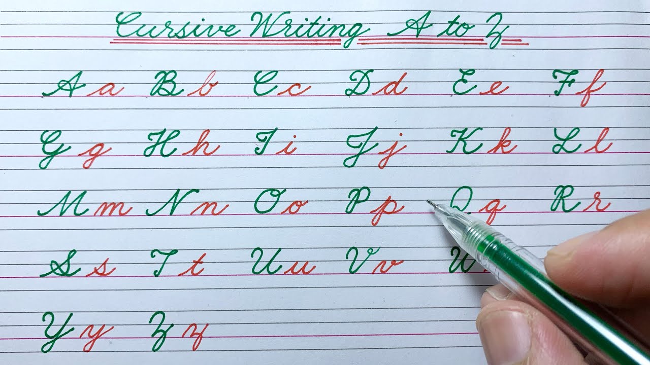 How to write English capital and small letters | Cursive writing a to z ...