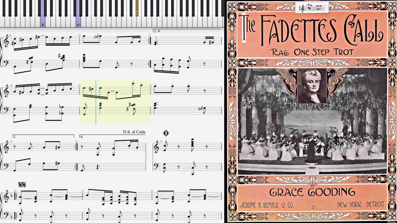 The Fadettes Call by Grace Gooding (1914, Ragtime piano) - YouTube