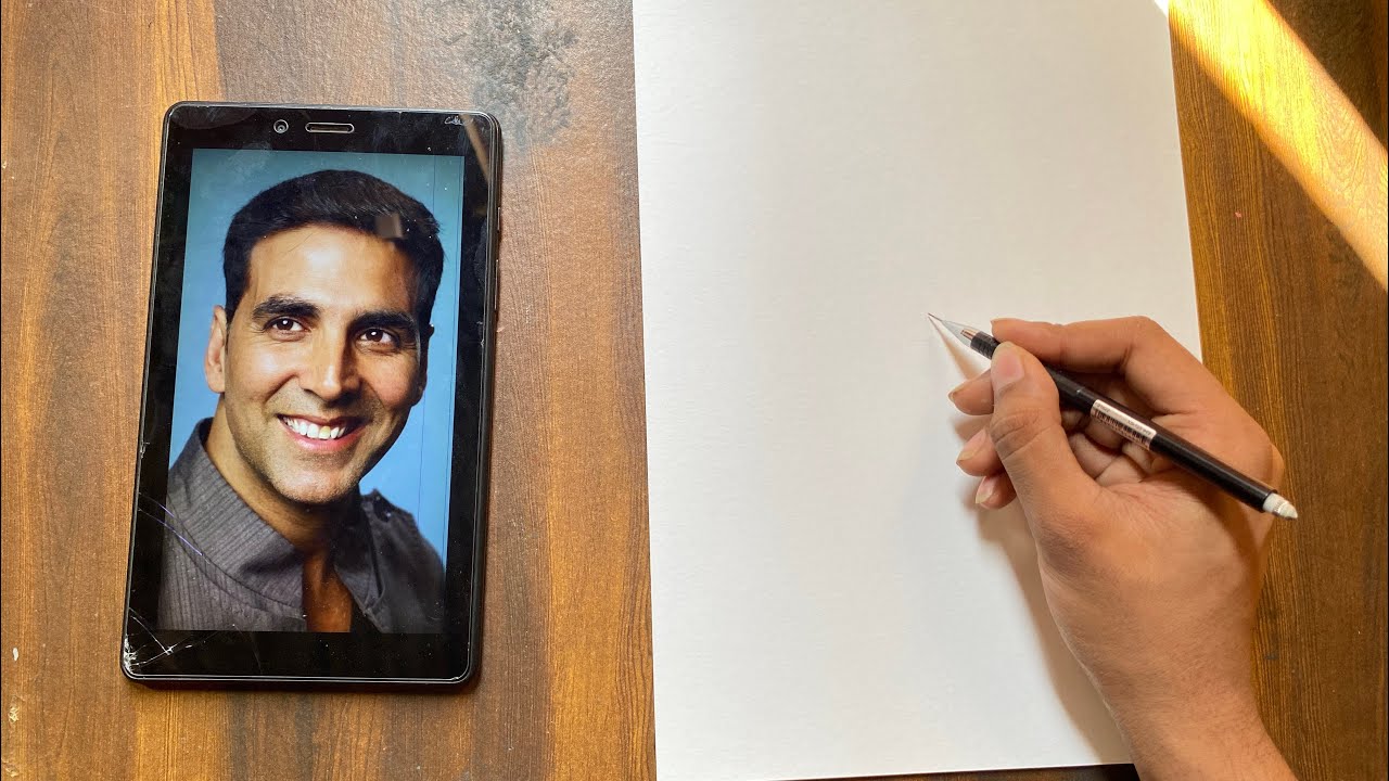 Drawing Akshay Kumar Pencil Sketch Outline Tutorial - YouTube