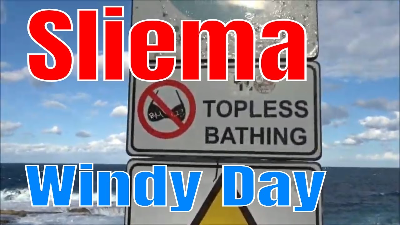 Sliema , walk tower road promenade Crazy windy day !! - YouTube