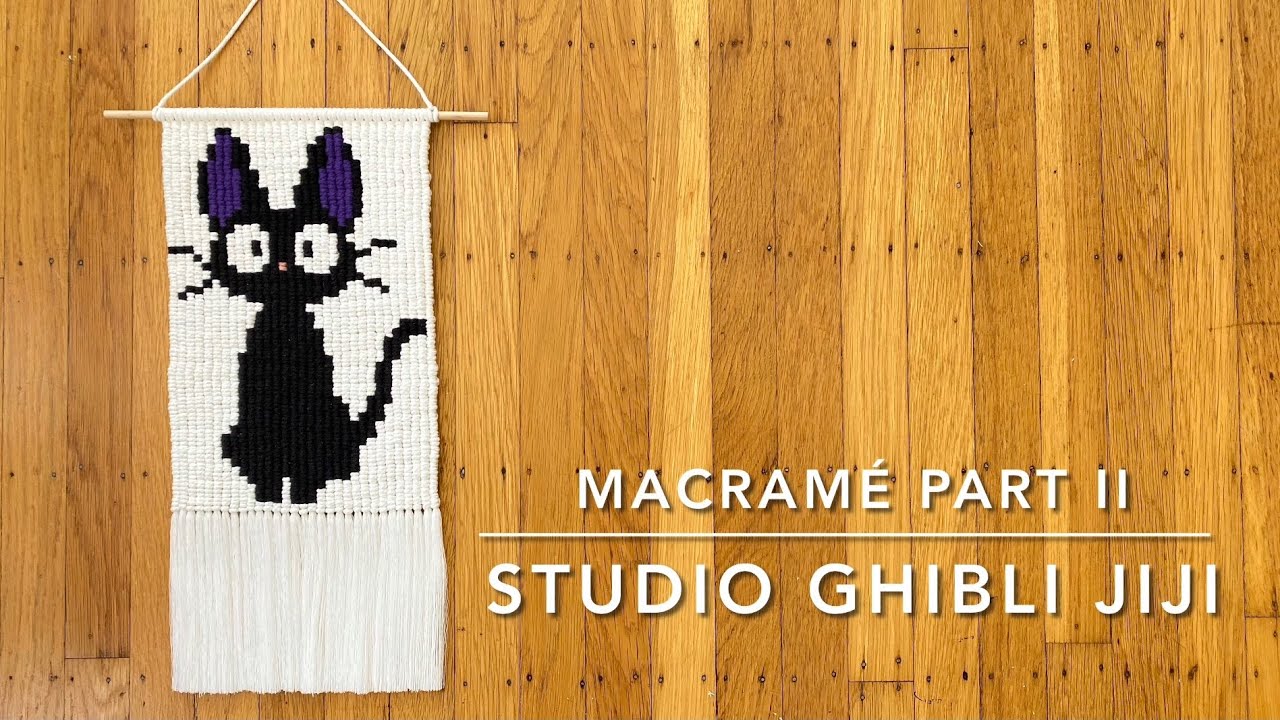 MACRAME WALL HANGING JIJI | Studio GHIBLI Jiji 🐈‍⬛ | Tutorial step-by ...