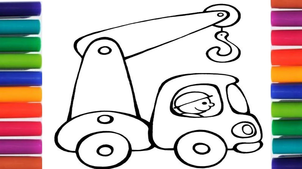 Drawing &Colcoring Crane Toy for Kids # Easy Drawing , Painting ...