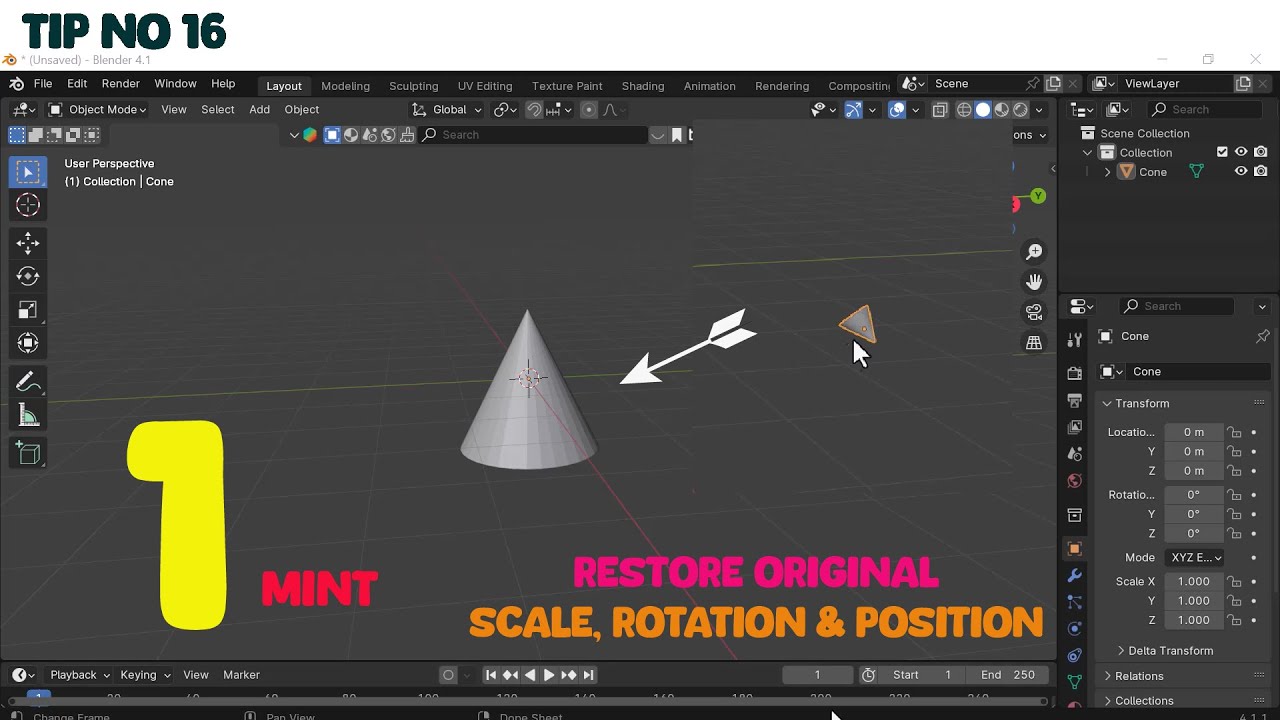 Restore Scale, Position & Rotation with Short keys Tutorial in Blender ...