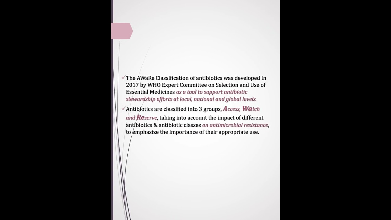 WHO AWaRe classification of antibiotics #shorts - YouTube