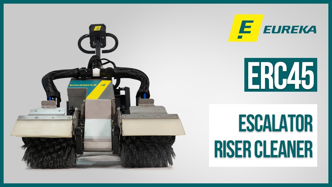 Battery-powered cleaner for escalator step risers - Eureka ERC45 - YouTube
