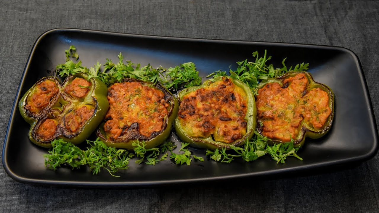 शिमला मिर्च की टेस्टी सूखी सब्जी | Stuffed capsicum appetizer with ...