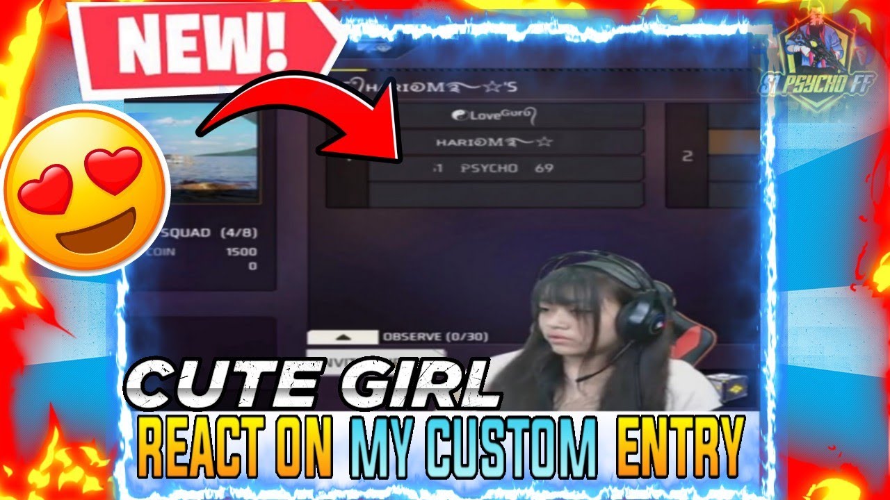 Cute Girl Reaction Custom Entry On S1 PSYCHO 69 😱🥰 @itz sumi -Free Fire Max - YouTube