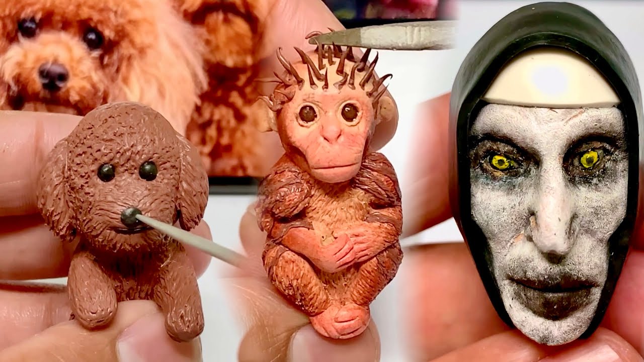 Realistic horror nun face sculpture and other DIY crafts out of polymer ...