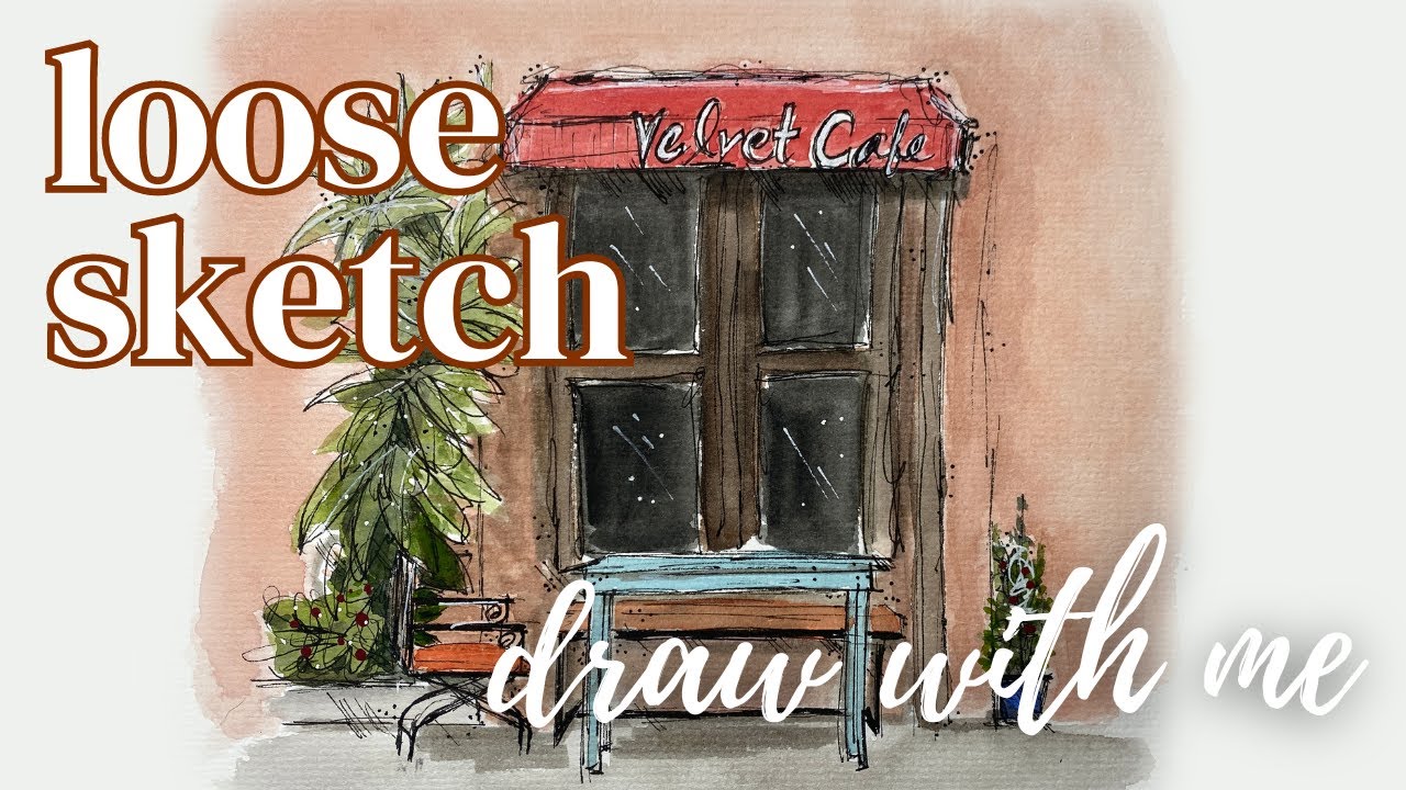 Step by step, loose cafe sketch - YouTube