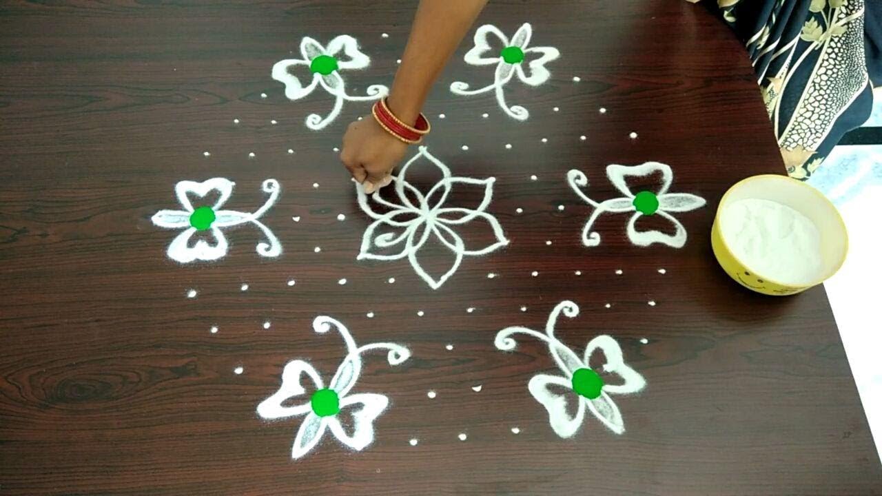 Chukkala muggu (13*8) / beautiful butterfly rangoli design 2019 / easy ...