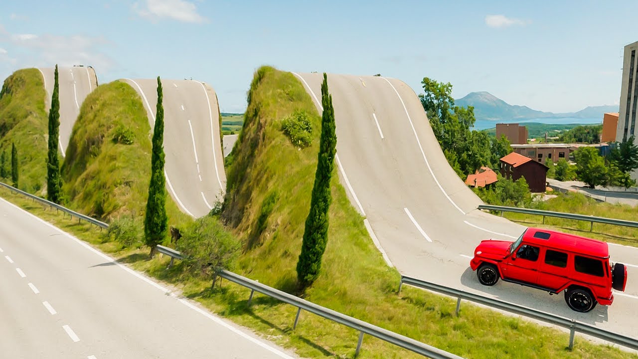 Ultimate Car Challenge: Conquering the Switchback Road with obstacles ...