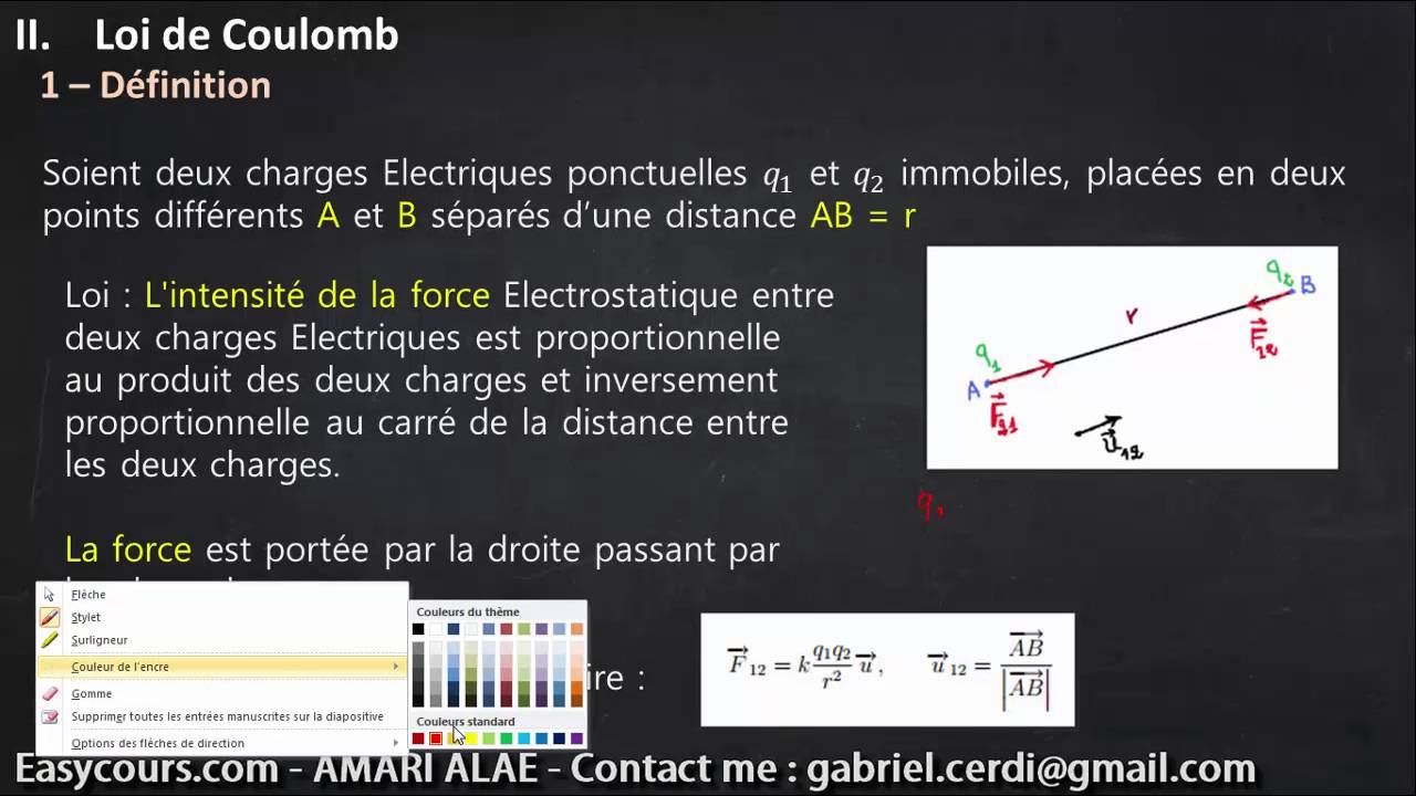11 - Loi de coulomb - Force electrostatique - Electricité SMPC - YouTube
