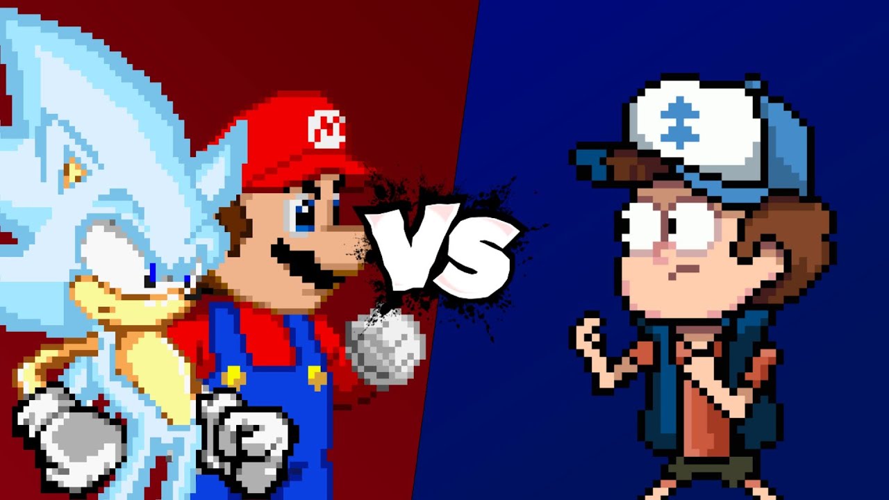 MUGEN Battle - Mario/Hyper Sonic vs Dipper Pines - YouTube