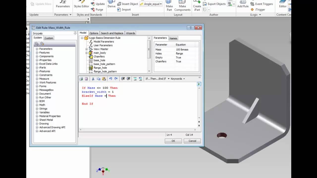 Autodesk Inventor 2012 Tutorials - iLogic Part 5 - Dimensions - YouTube