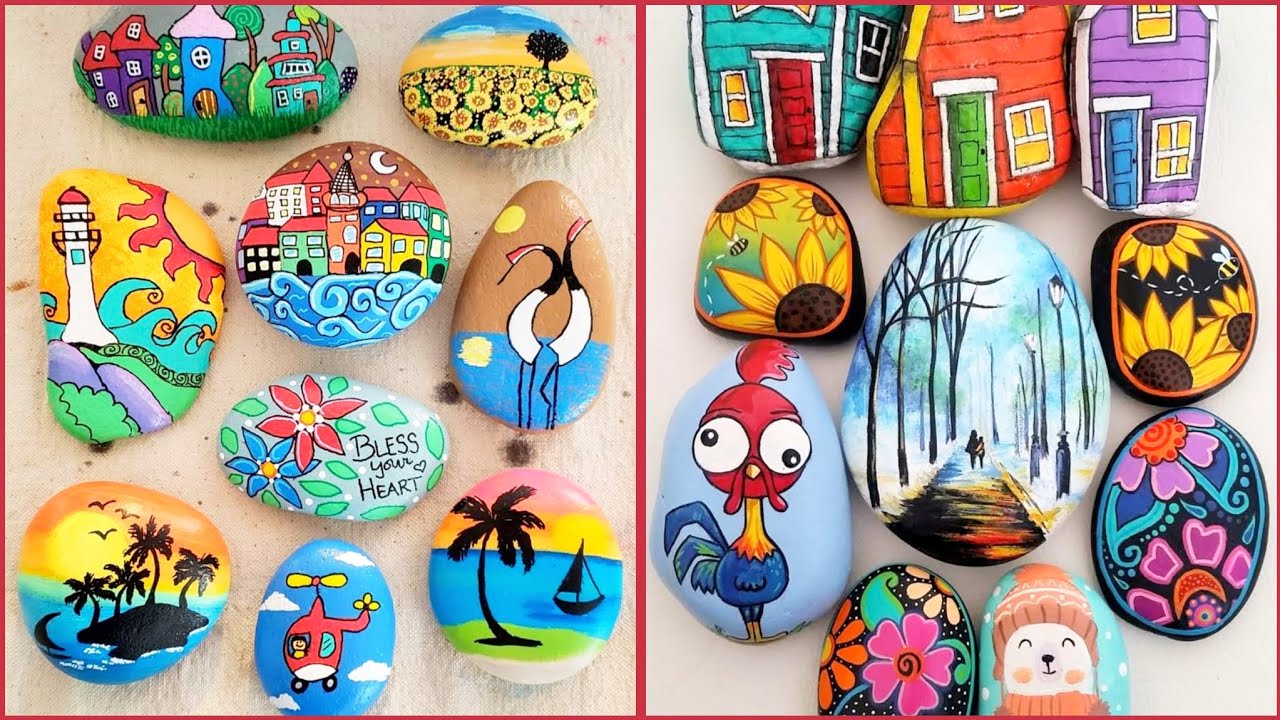 Top trending and beautiful handmade pebble stone painting ideas - YouTube
