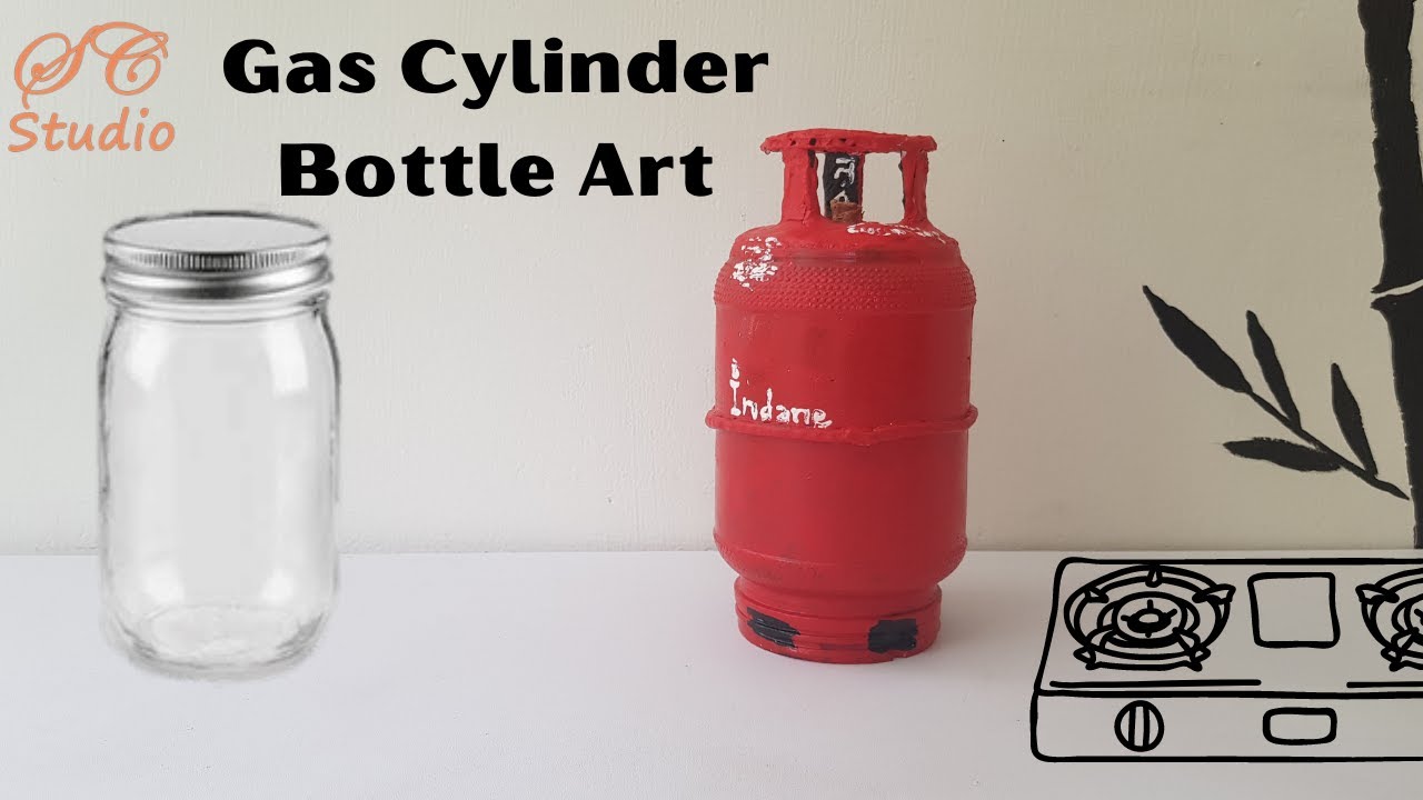 Cylinder bottle art | Gas Cylinder on a bottle | Bottle Art - YouTube