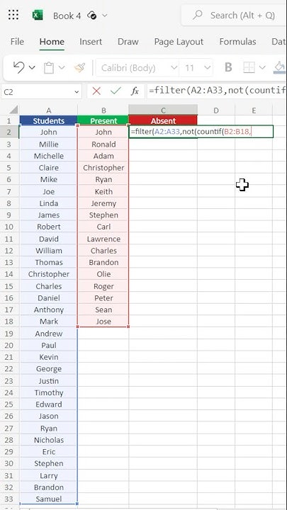 Compare two Lists in Excel to find unique values | Filter and CountIf functions #shorts #excel ...