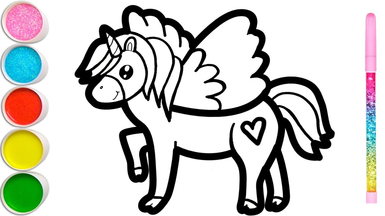 How to draw a unicorn for children - YouTube