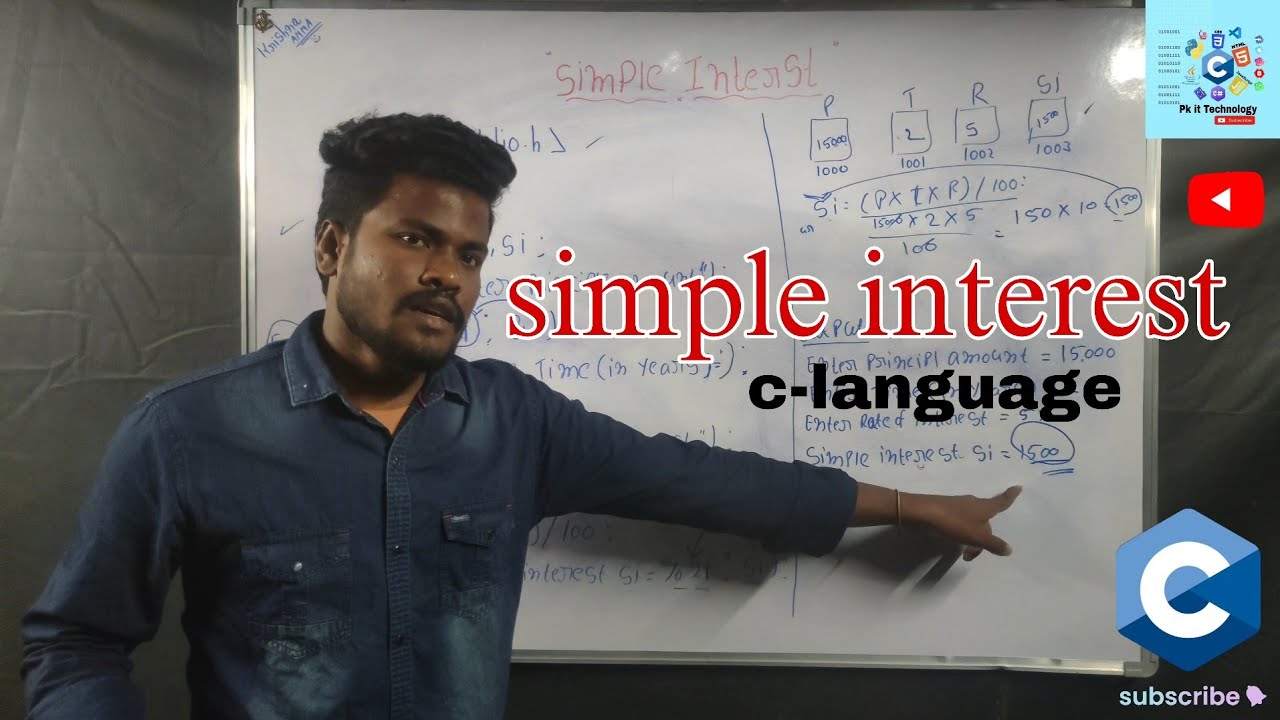 Simple interest program in c language | simple interest in c - YouTube