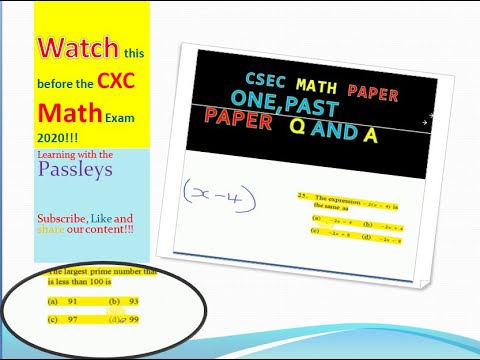 #CSECMathPaperOne# CXC Maths Past Paper Multiple Choice-Part 3-Learning ...