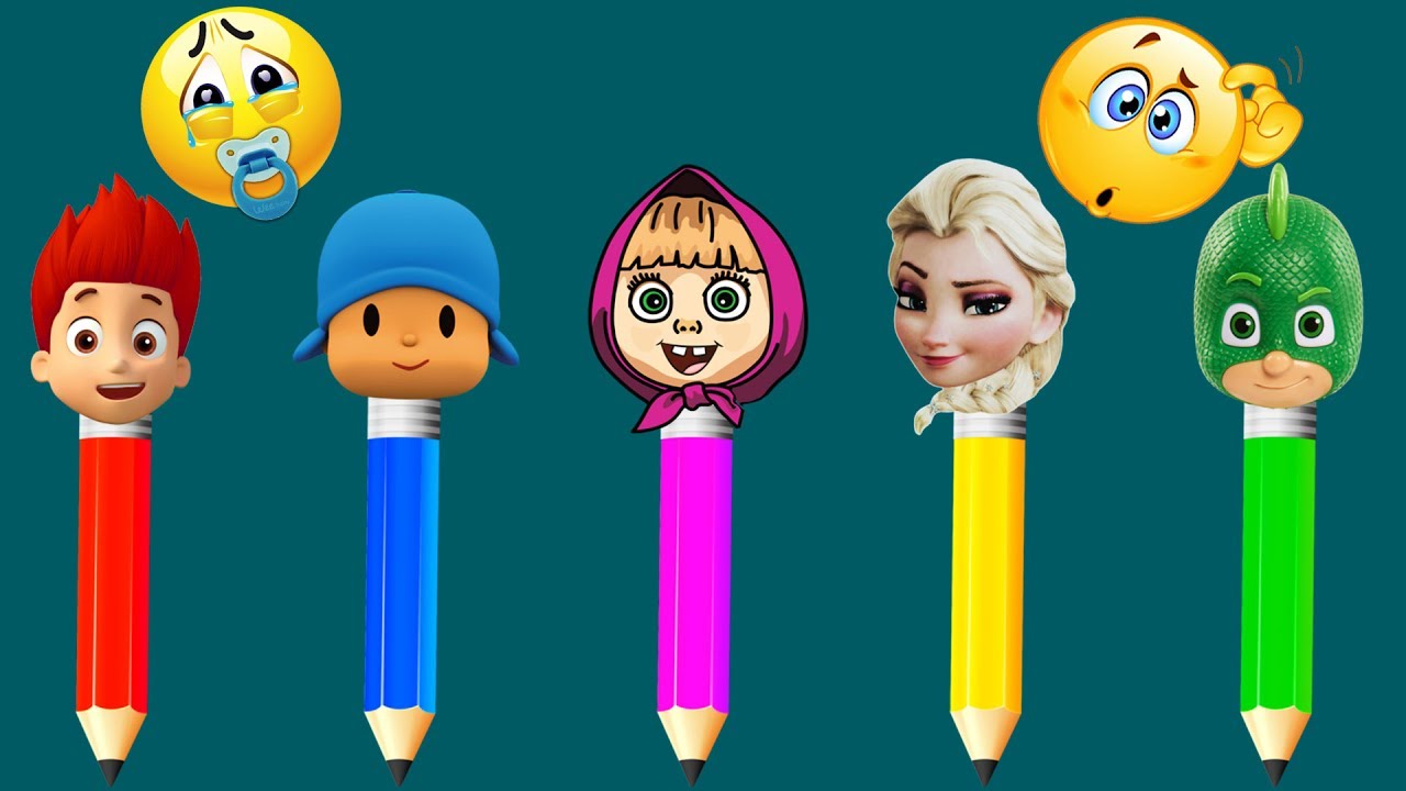 Ryder Pocoyo Masha Elsa Pj Masks Finger Family Colors Learn - YouTube