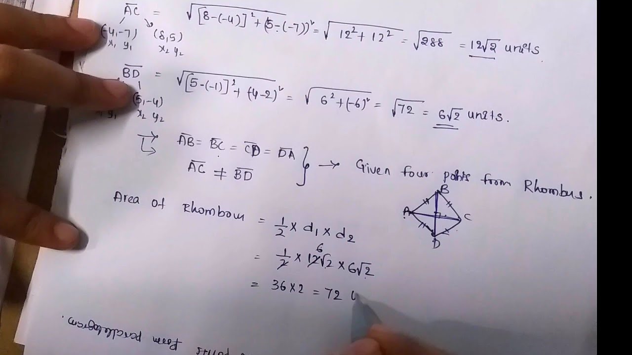 10th class How to find rhombus with diagonals | coordinate geometry ...