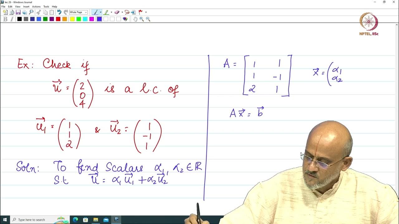 Lec 39 Combining vectors in a vector space, Linear Independence - YouTube
