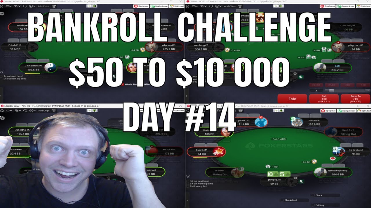 Poker Bankroll Challenge $50 to $10 000 | Day 14 - YouTube