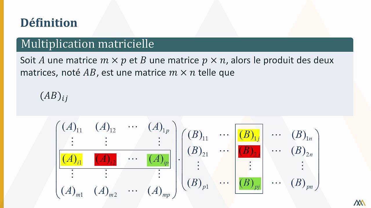 Définition de la multiplication matricielle - YouTube